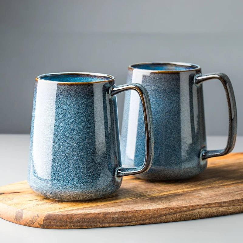 Azure Blue Pottery Mugs – Handcrafted Ceramic Set | Kiyo Home